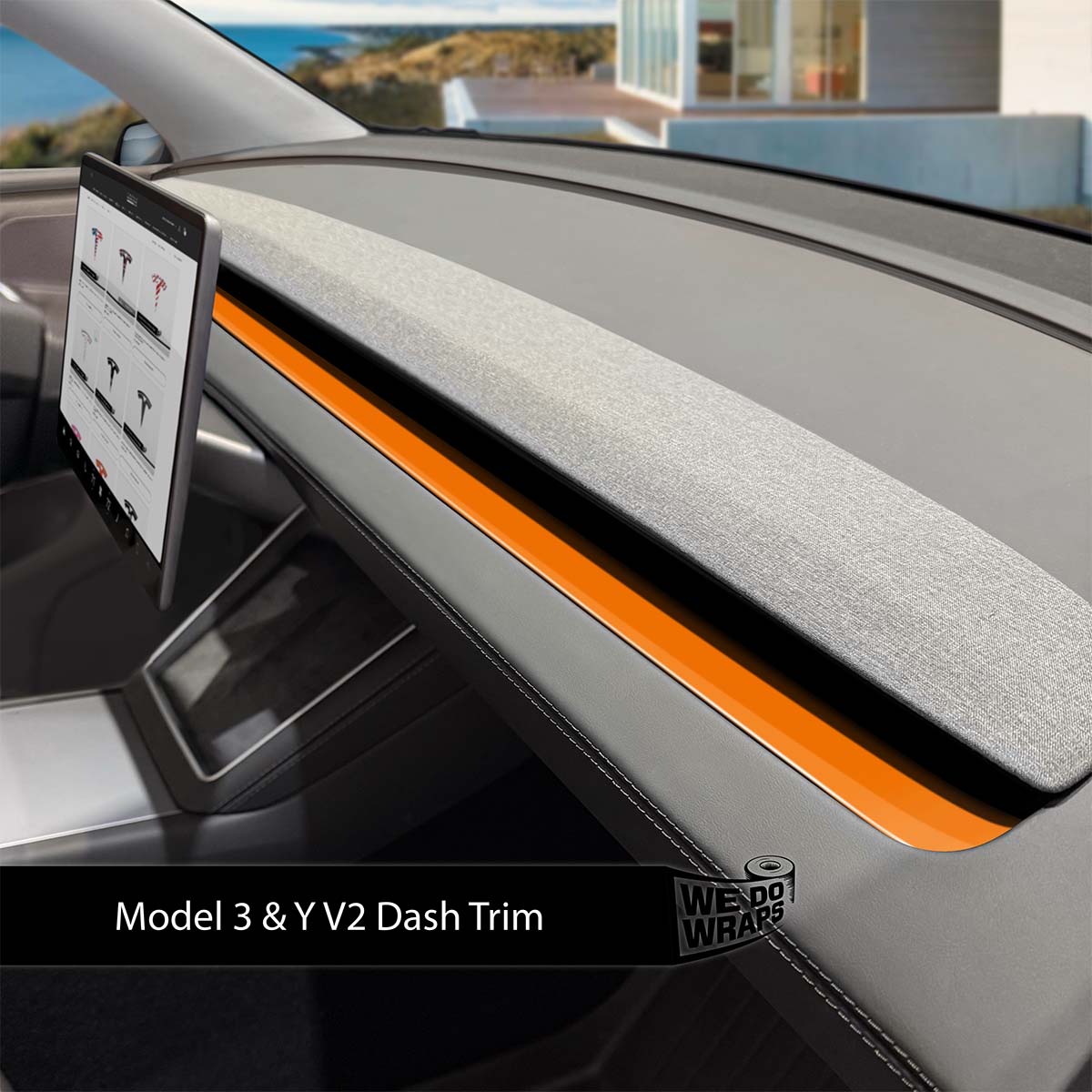 3M Gloss Deep Orange Tesla Dash Trim Wrap | Model Y 2026 – Tesla Emblems