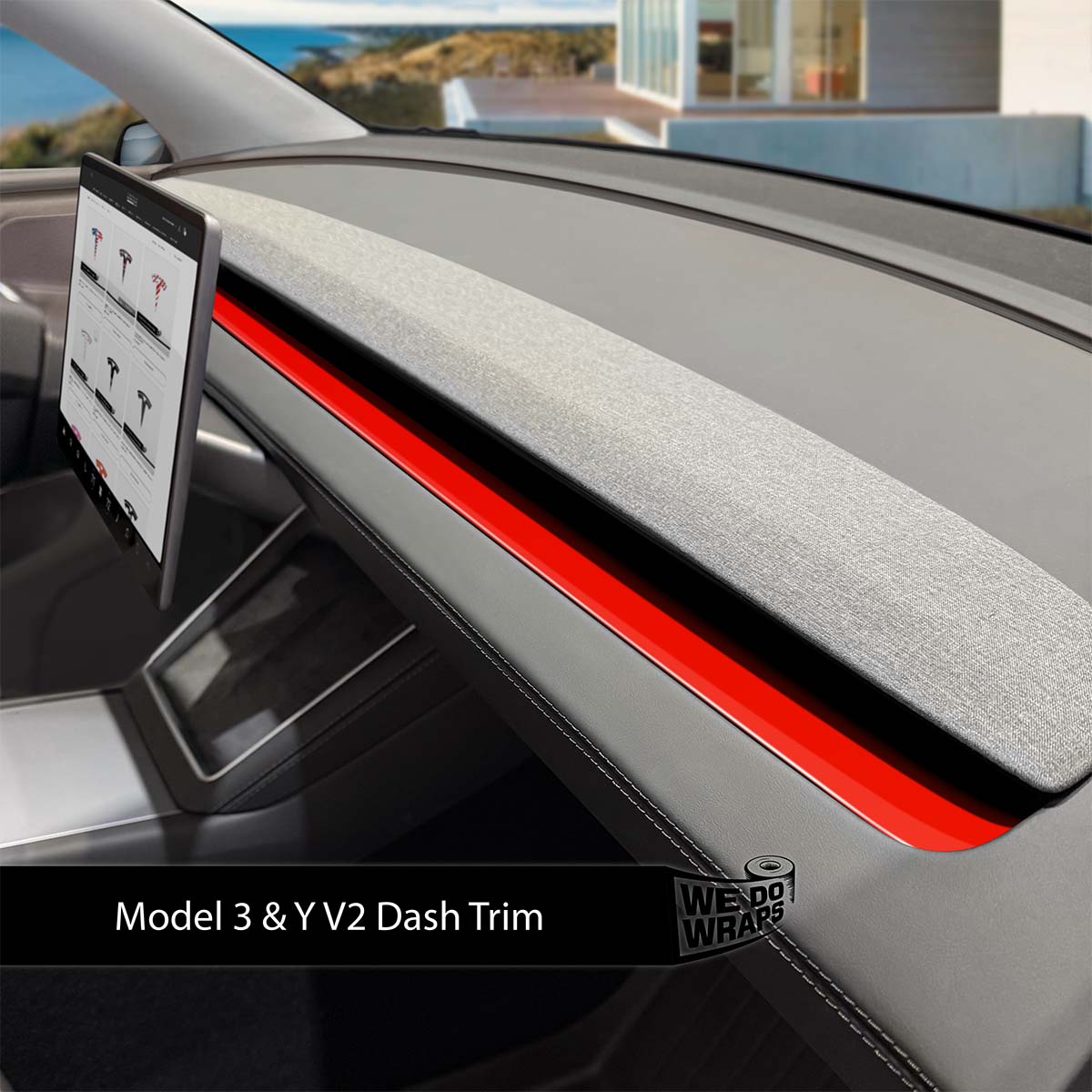3M Gloss Hot Rod Red Tesla Dash Trim Wrap | Model Y 2026 – Tesla Emblems