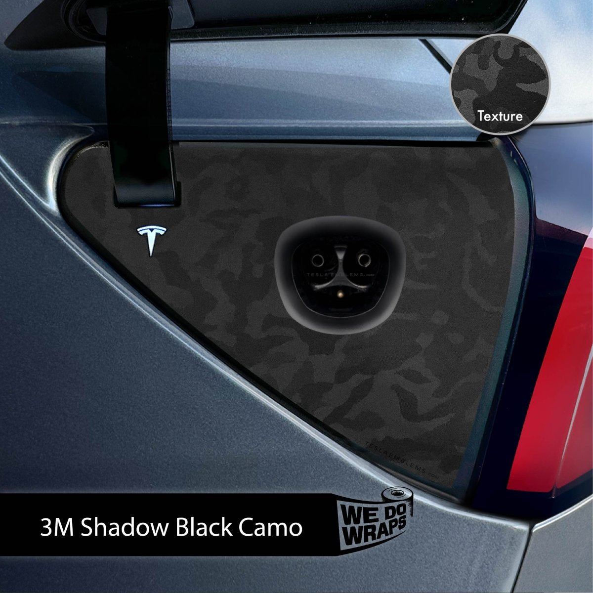 3M Shadow Black Camo Tesla Charge Port Wrap | Model Y – Tesla Emblems