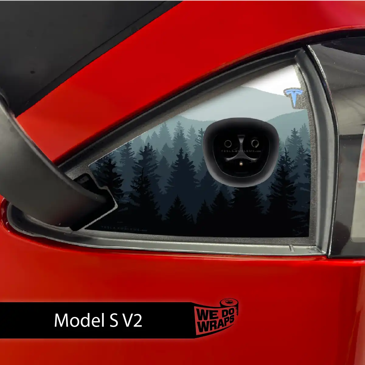 Foggy Pines Tesla Charge Port Wrap | Model S – Tesla Emblems