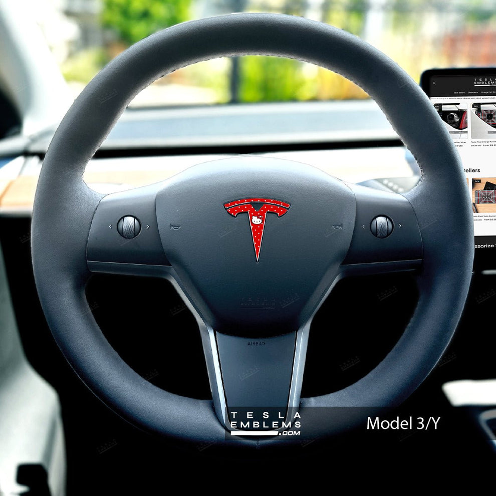 Hello Kitty Tesla Steering Wheel Emblem Decal – Tesla Emblems
