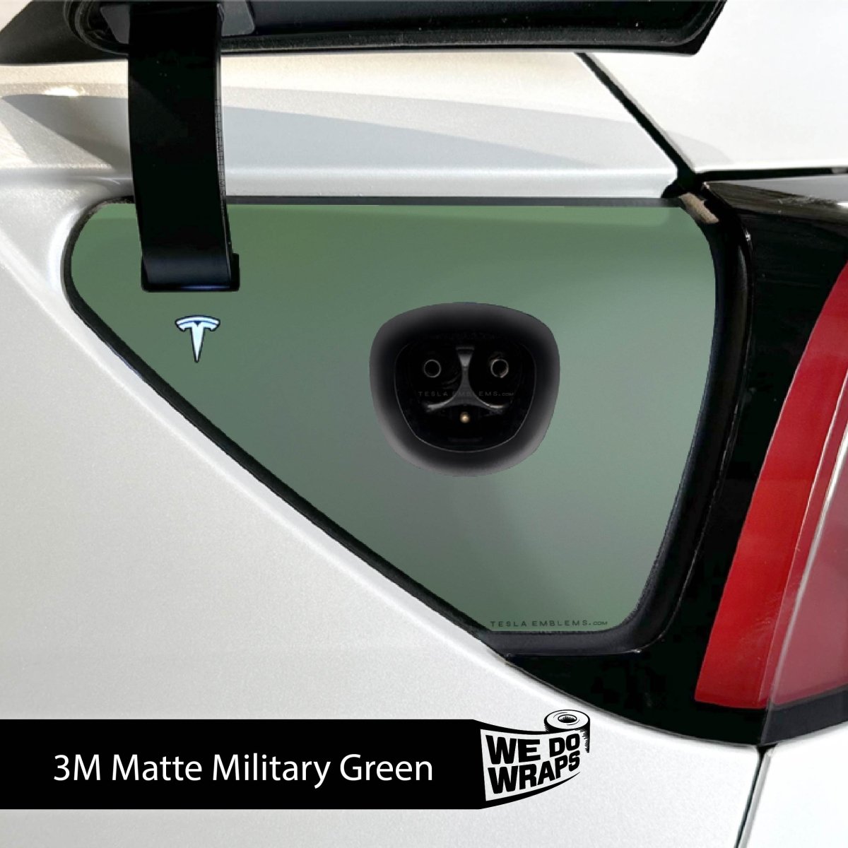 3M Matte Military Green Tesla Charge Port Decal | Model 3 – Tesla Emblems