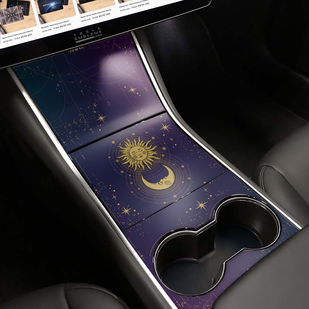 Tarot Sun and Moon | Tesla Center Console Wrap Kit | Model 3 ’17-20 ...