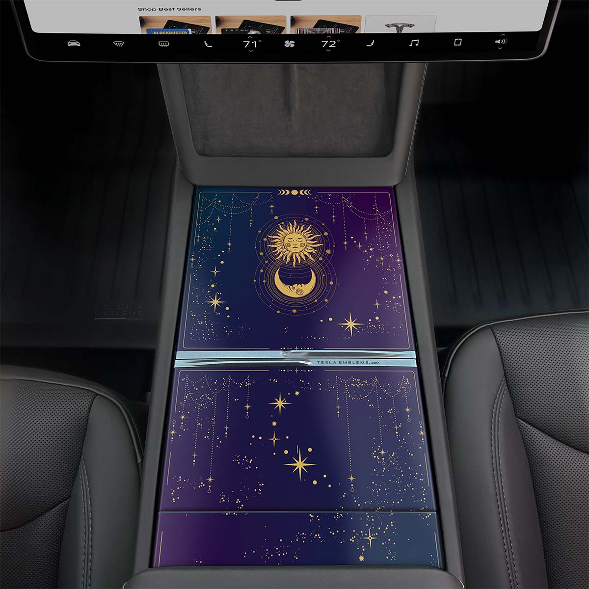 Tarot Sun and Moon | Tesla Center Console Wrap Kit | Model 3 '24-26 Re ...