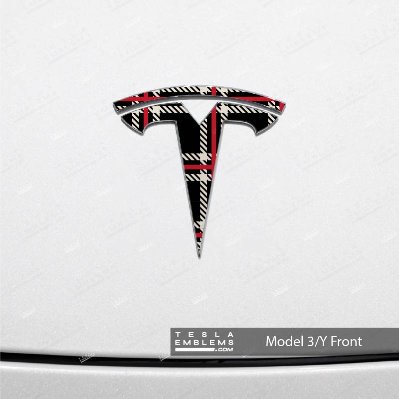 Black Plaid Tesla Emblem Decals (Front + Back Emblem Decals) – Tesla ...
